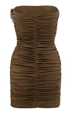 Alex Perry Strapless Ruffle Powermesh Mini Dress