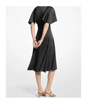 Michael Kors Cape Sleeve Satin Midi Dress