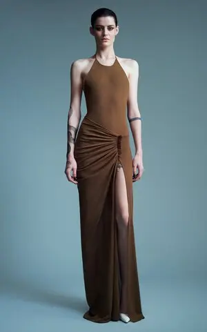 Alex Perry Ruched Powermesh Maxi Skirt