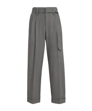 Brunello Cucinelli Tropical Luxury Wool Baggy Sartorial Trousers - Gray
