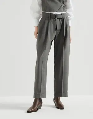 Brunello Cucinelli Tropical Wool Baggy Sartorial Trousers - Gray