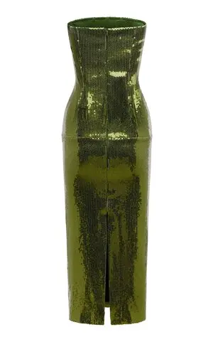 Alex Perry Strapless Sequined Mesh Midi Dress