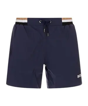 Hugo Boss Logo-print Drawstring Swim Shorts - Black