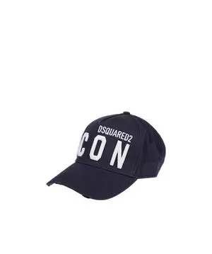 Dsquared2 Icon Logo Embroidered Distressed Baseball Cap - Black