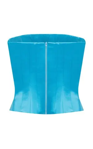 Alex Perry Strapless Paneled Duchess Satin Corset Top