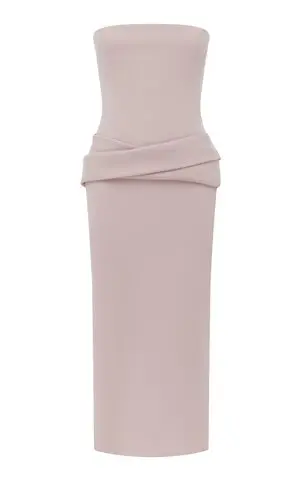 Alex Perry Strapless Draped Stretch Crepe Midi Dress - Light Pink