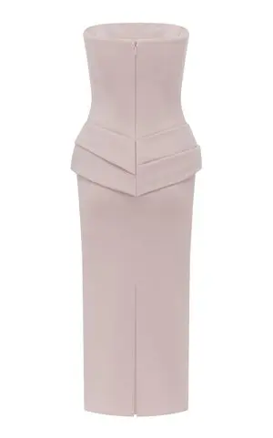 Alex Perry Strapless Draped Stretch Crepe Midi Dress