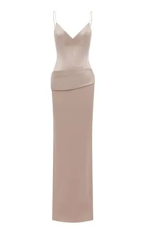 Alex Perry Duchess Satin Crepe Column Maxi Dress