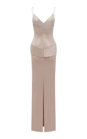 Alex Perry Duchess Satin Crepe Column Maxi Dress