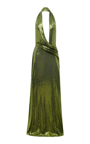 Alex Perry Halter Sequined Mesh Gown