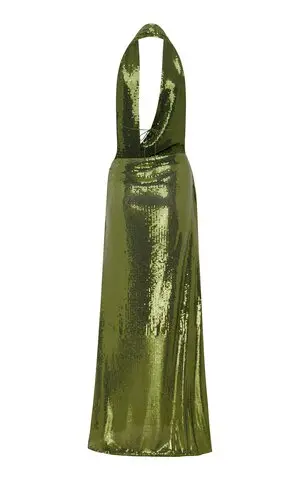Alex Perry Halter Sequined Mesh Gown