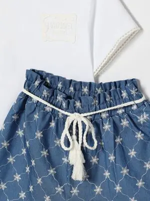 TWINSET Logo Embroidered T-shirt And Lace Trim Shorts Set