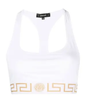 Versace Greca Border Scoop Neck Triangle Bra - White