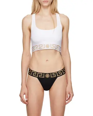 Versace Greca Border Scoop Neck Triangle Bra - White