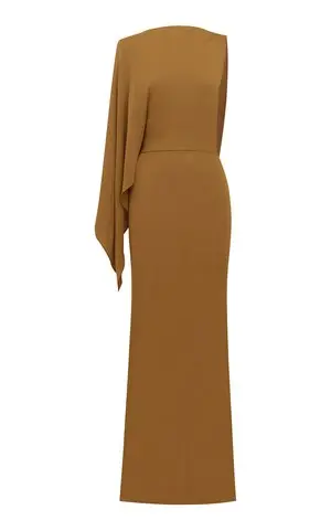 Alex Perry One Shoulder Cape Dry Jersey Gown