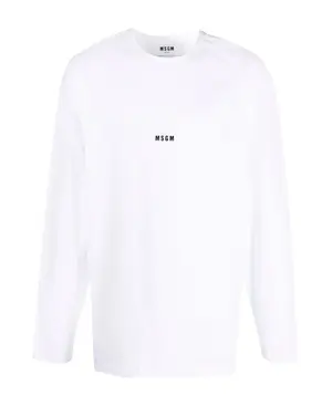 MSGM Logo Printed Crewneck T-shirt - White