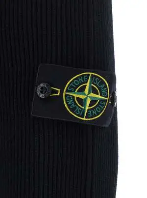 Stone Island Wool High-neck Sweater With Logo Patch - Black
