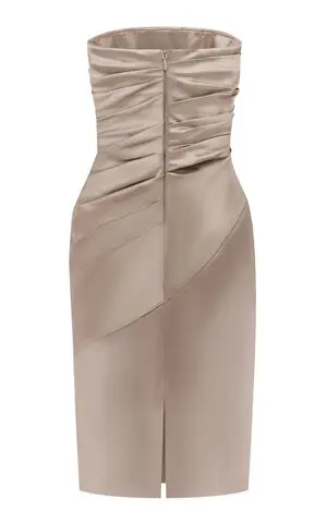 Alex Perry Strapless Draped Dutchess Satin Georgette Mini Dress