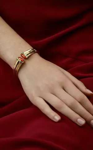 ORLY MARCEL 18k Yellow Gold Intention Cuff With Mandarin Garnet