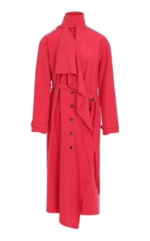 Source Unknown Nitra Scarf-lapel Cotton Coat - Red