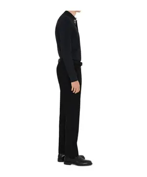Burberry Ekd Motif Long Sleeved Polo Shirt - Coal Blue