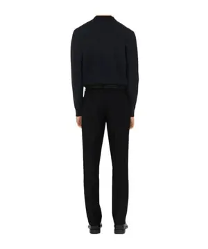 Burberry Ekd Motif Long Sleeved Polo Shirt - Coal Blue
