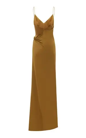 Alex Perry Draped Column Maxi Dress In Duchess Satin And Jersey