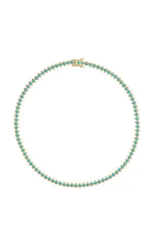 ORLY MARCEL 18k Yellow Gold Petal Tennis Necklace With Turquoise - Blue