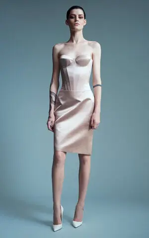 Alex Perry Low Rise Duchess Satin Midi Skirt