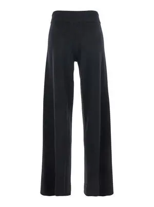 LISA YANG Sofi Wide Leg Cashmere Pants With Elasticated Waist - Black