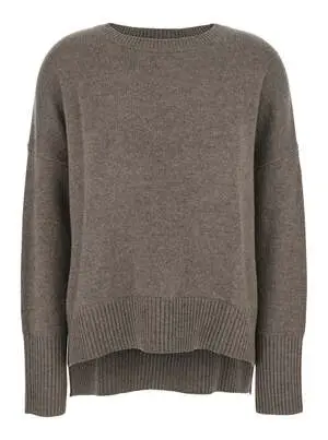 LISA YANG Sweater 'mila' With Ribbed Finishes In Gray Cashmere - Cream