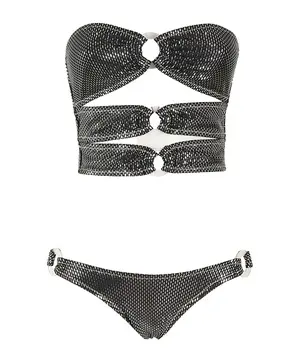 REINA OLGA Metallic Cut-out Bikini - Black