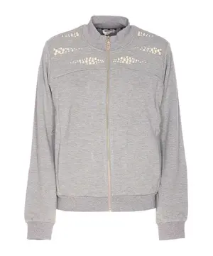 Liu Jo High Neck Embellished Sweatshirt - Gray