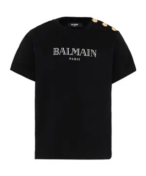 Balmain Logo-print Button-detail T-shirt - Black
