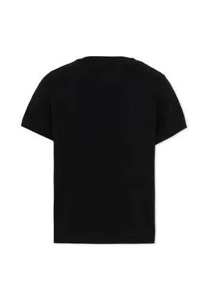 Balmain Logo Print T-shirt With Button Detail - Black