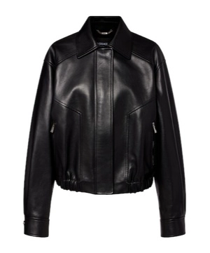Versace Zip Leather Jacket - Black