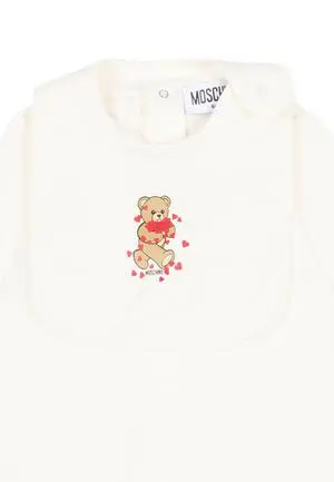 Moschino Teddy Bear Print Footed Bodysuit And Bib Set