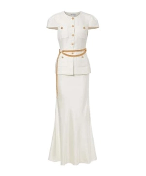 SELF-PORTRAIT Belted Taffeta Maxi Dress