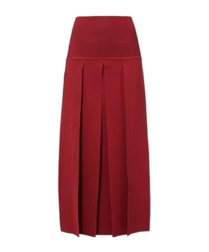 Alaïa Pleated Midi Skirt - Red