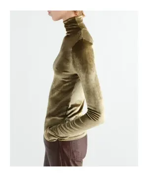 LEMAIRE Fitted Velvet Jersey Stand-collar Top - Brass