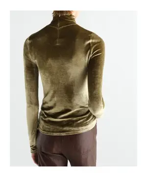 LEMAIRE Fitted Velvet Jersey Stand-collar Top - Brass