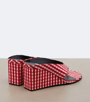 Alaïa Cube Checkered Wedge Sandals