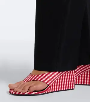 Alaïa Cube Checkered Wedge Sandals