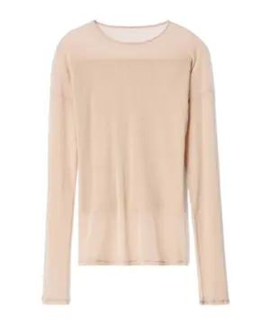 LEMAIRE Long-sleeve Ballerina-style Top In Mesh Jersey - Powder