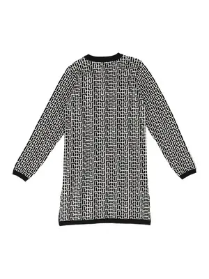 Balmain Monogram-knit Button-detail Dress