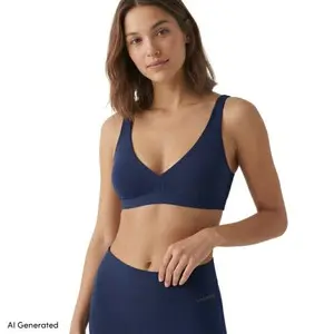 LANDS' END Bralette Soft Essential Everyday Bra Navy