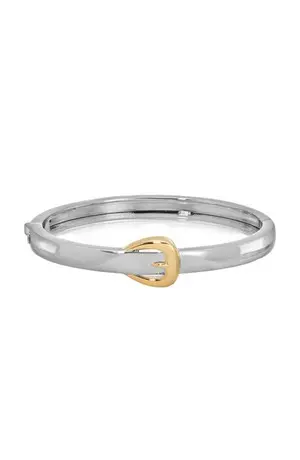NATIVE GEM Sterling -plated Hipster Belt Bangle Bracelet With Yellow Gold-plated Buckle Detail - Silver