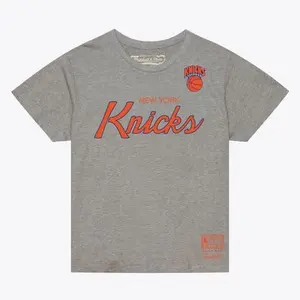 Mitchell & Ness New York Knicks Vintage Wordmark Boxy T-shirt - Heather Gray