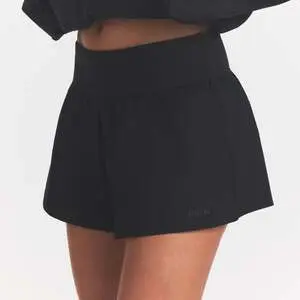 SKIMS Flutter Short | Black | | Woven Cotton