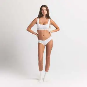 SKIMS Lace Hipster | White | | Lightweight Cotton - Snow